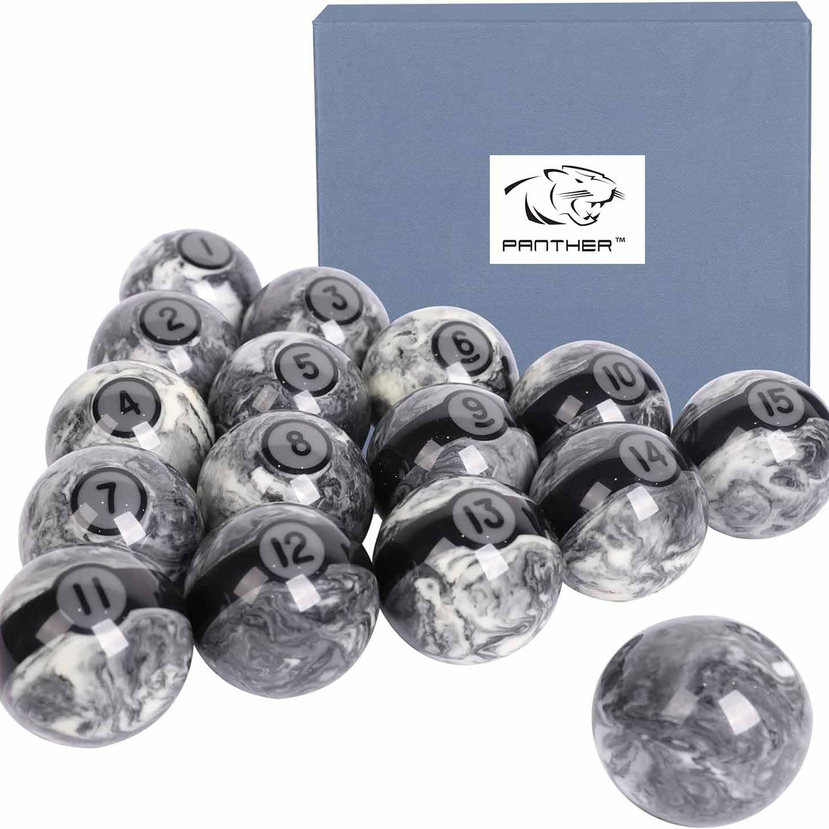 black marble pool balls