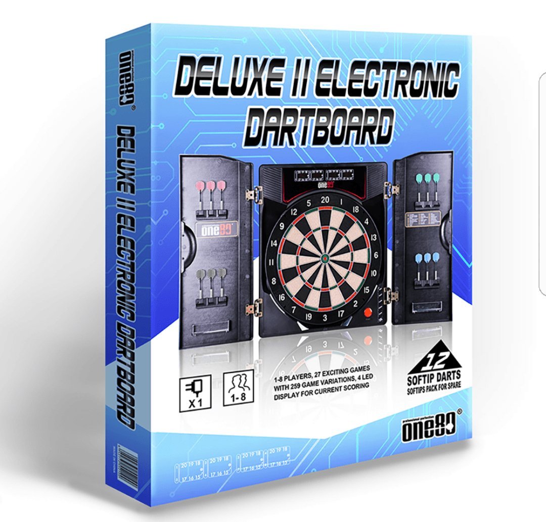 One80 Deluxe II High Electronic Dartboard (with Cabinet)